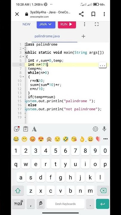 java palindrome or not program - YouTube