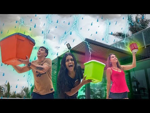 QUEM PEGAR MAIS AGUA DA CHUVA EM 10 MINUTOS GANHA 2 !!!