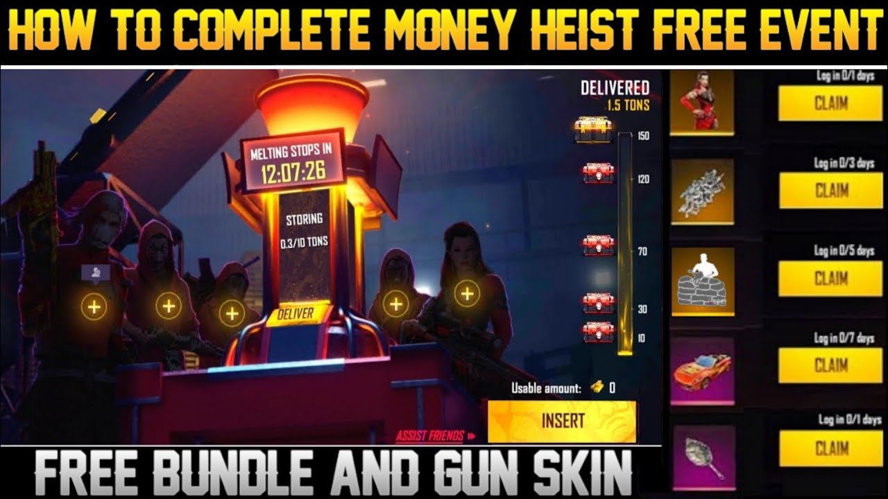 Money Heist Free Rewards Event In Free Fire | How To Climb Money Heist ...