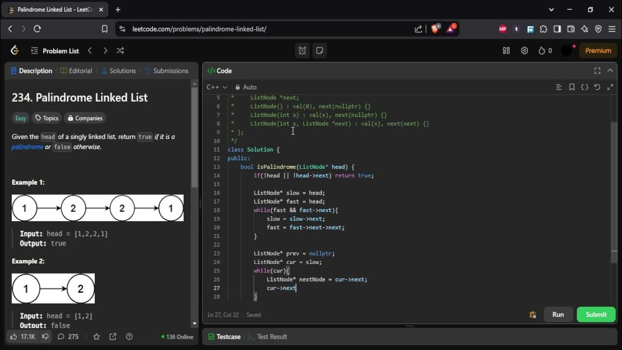 برمجهleetcode-234 - YouTube