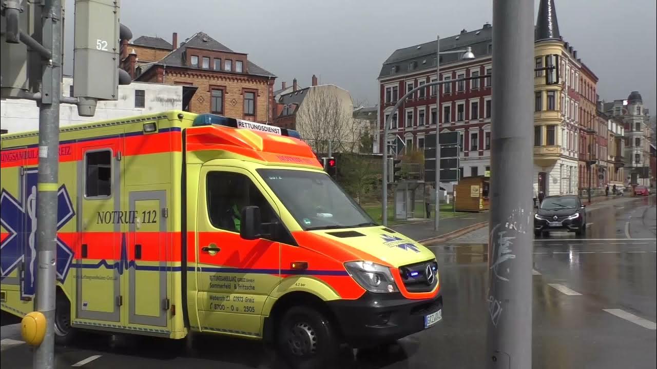 RTW 2 + RTW 1 + NEF Rettungsambulanz Greiz + RTW DRK Gera RW Weida - YouTube