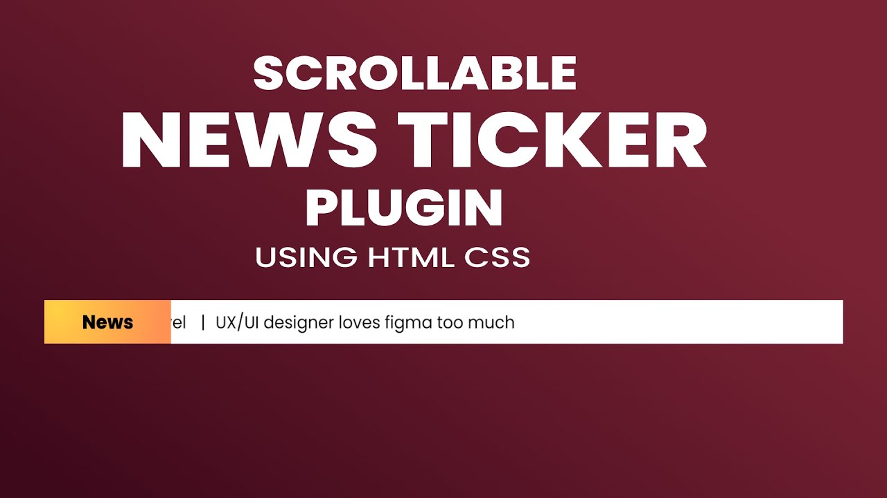 Scrollable News Ticker Plugin Using Html Css Codingscape Youtube