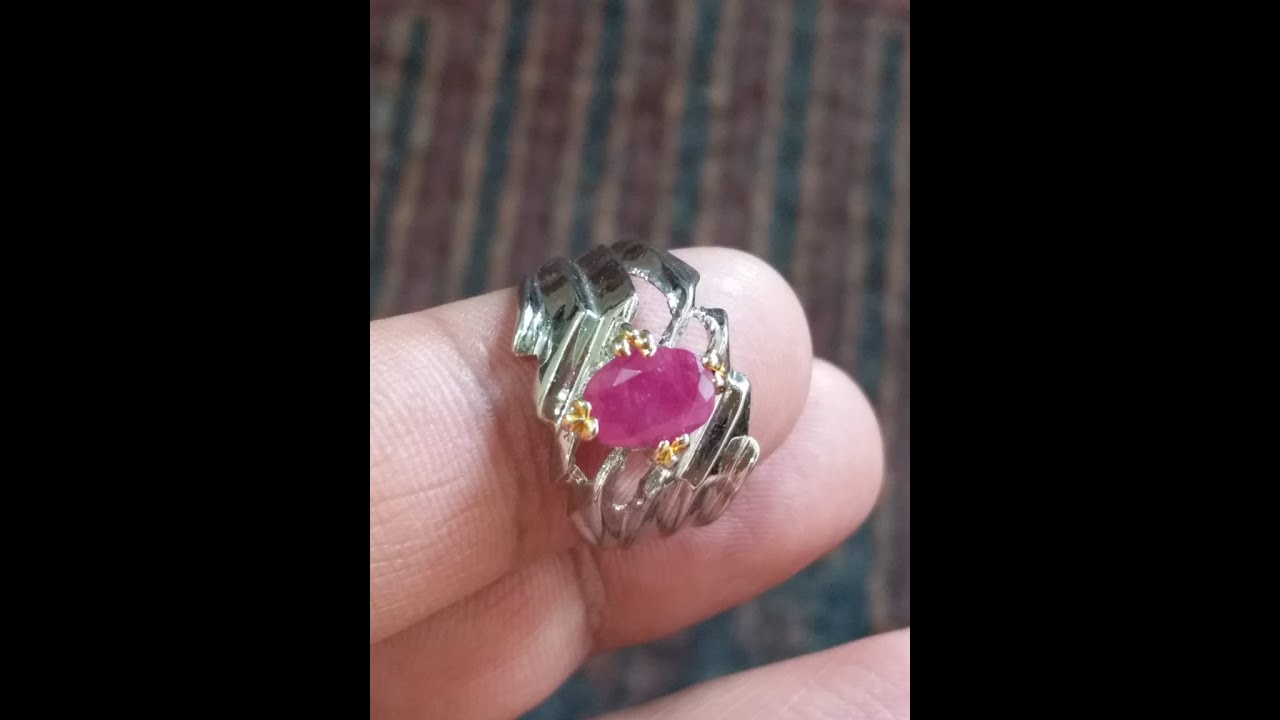 Ruby stone ring design for women - YouTube