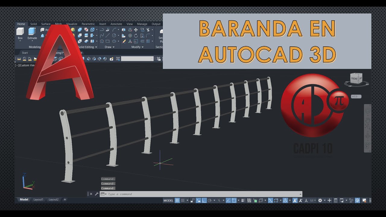 Baranda en 3D en AutoCAD - YouTube