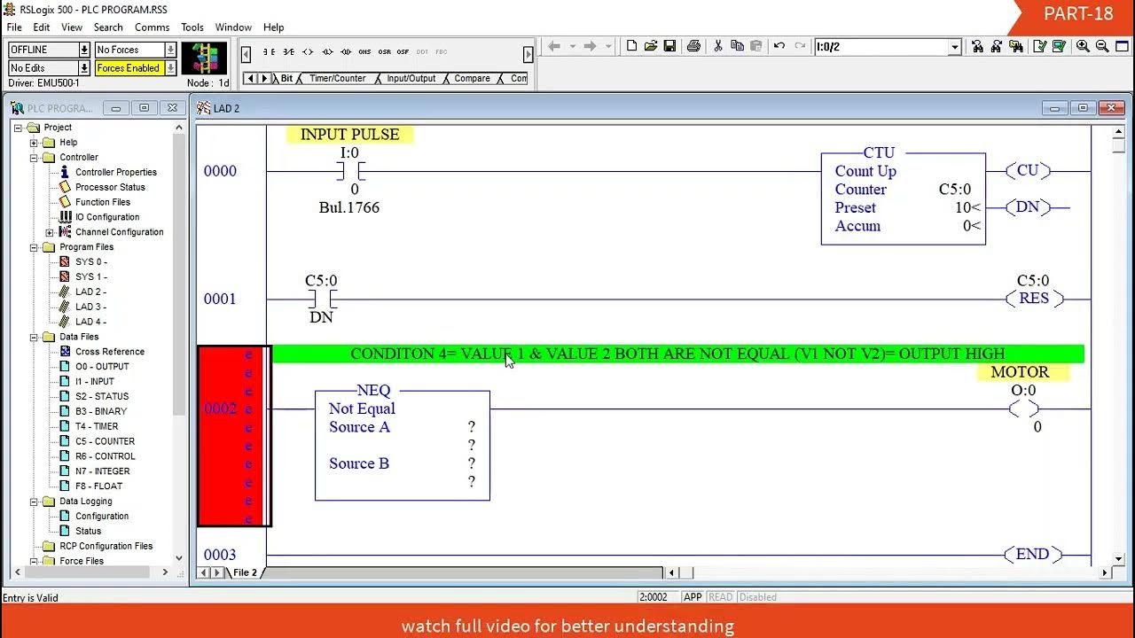 #PART18 Not Equal Compare NEQ in RSLogix 500 Software #ALLENBRADLEY # ...