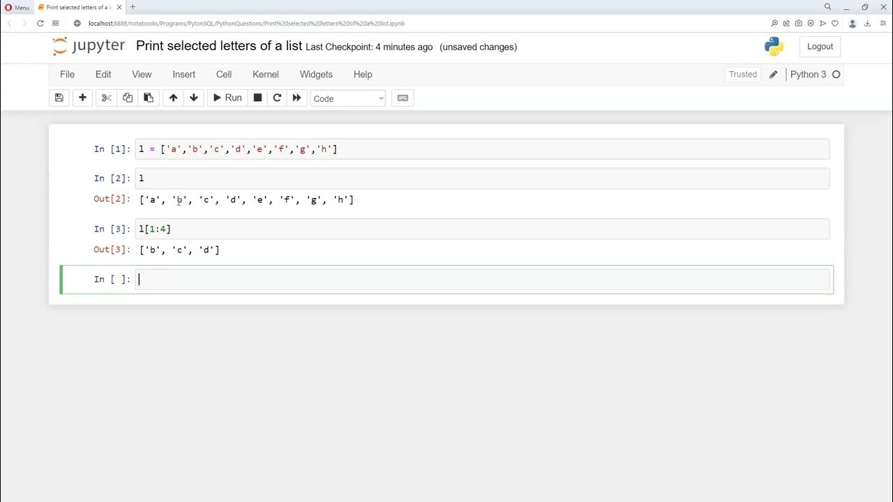 Print selected letters of a list - YouTube