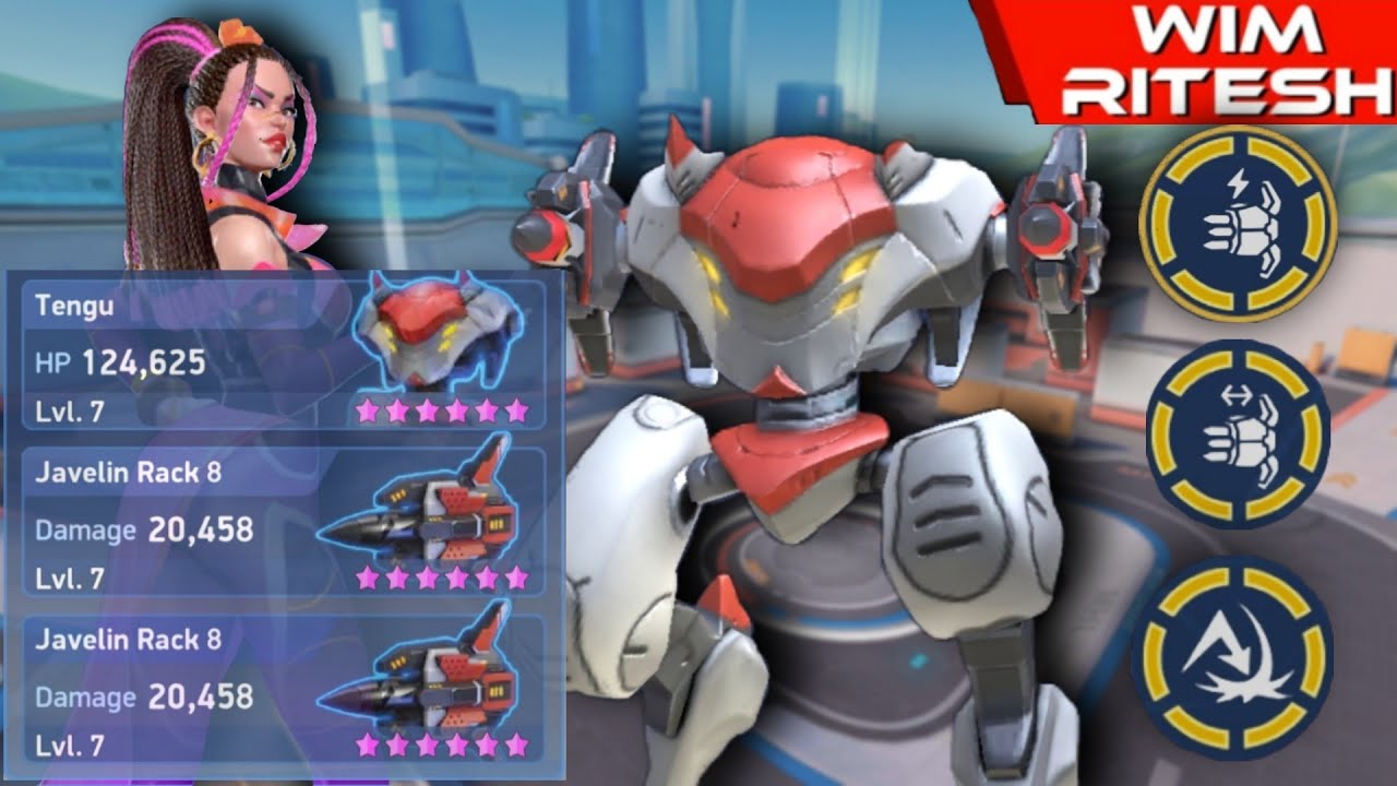 Tengu With Javelin Rack 8 | Maxed Pilot Rosa | Mech Arena - YouTube
