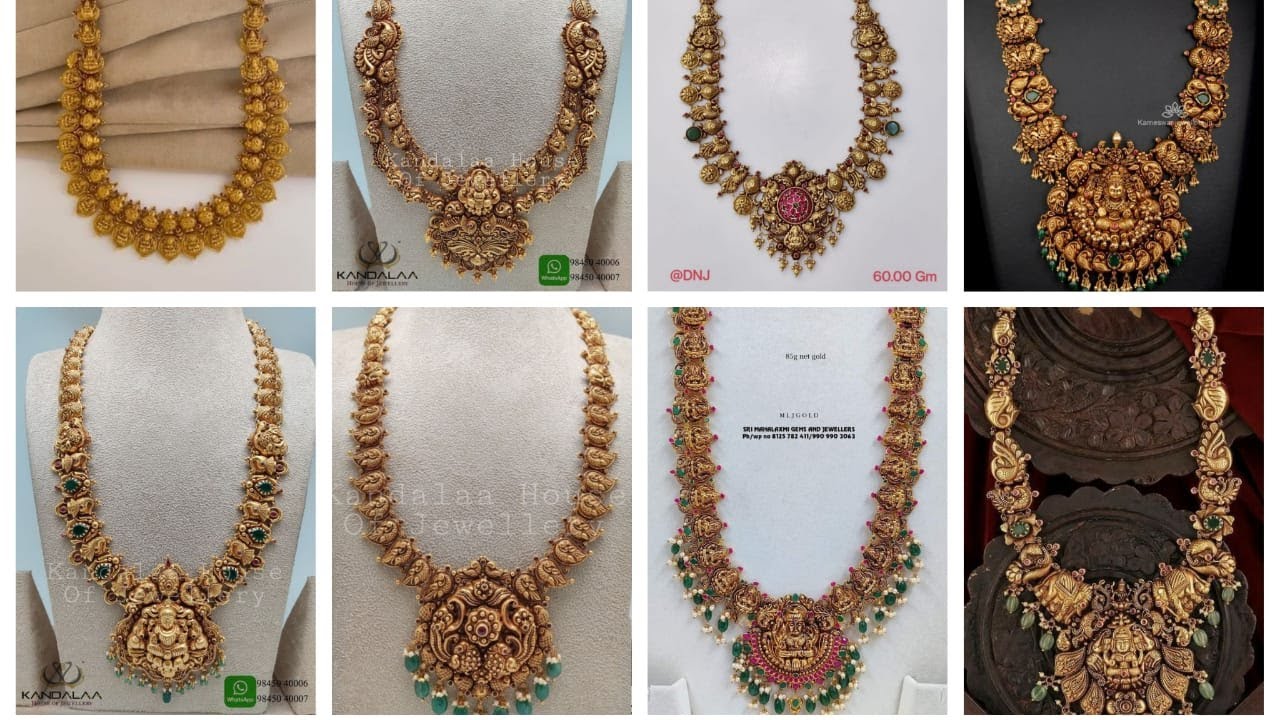 Latest Gold Nakshi LongHaram Collection||Bridalwear Nakshi Necklace ...