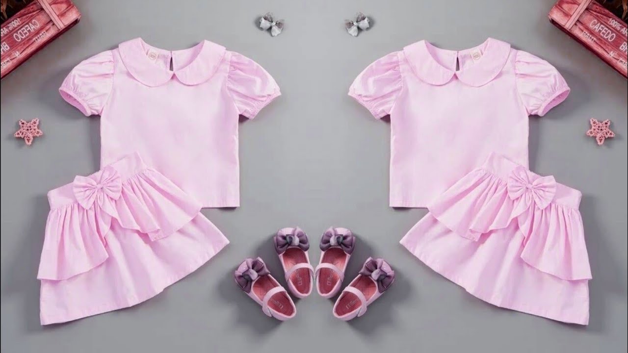 Beautiful Puff Sleeve Collar Baby Top With Layered Ruffle Skirt Cutting ...