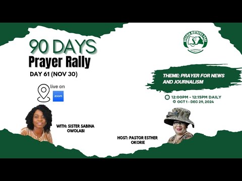 DAY 61(Nov 30) led by Sister Sabina Owolabi—Prayer for News and Journalism - YouTube
