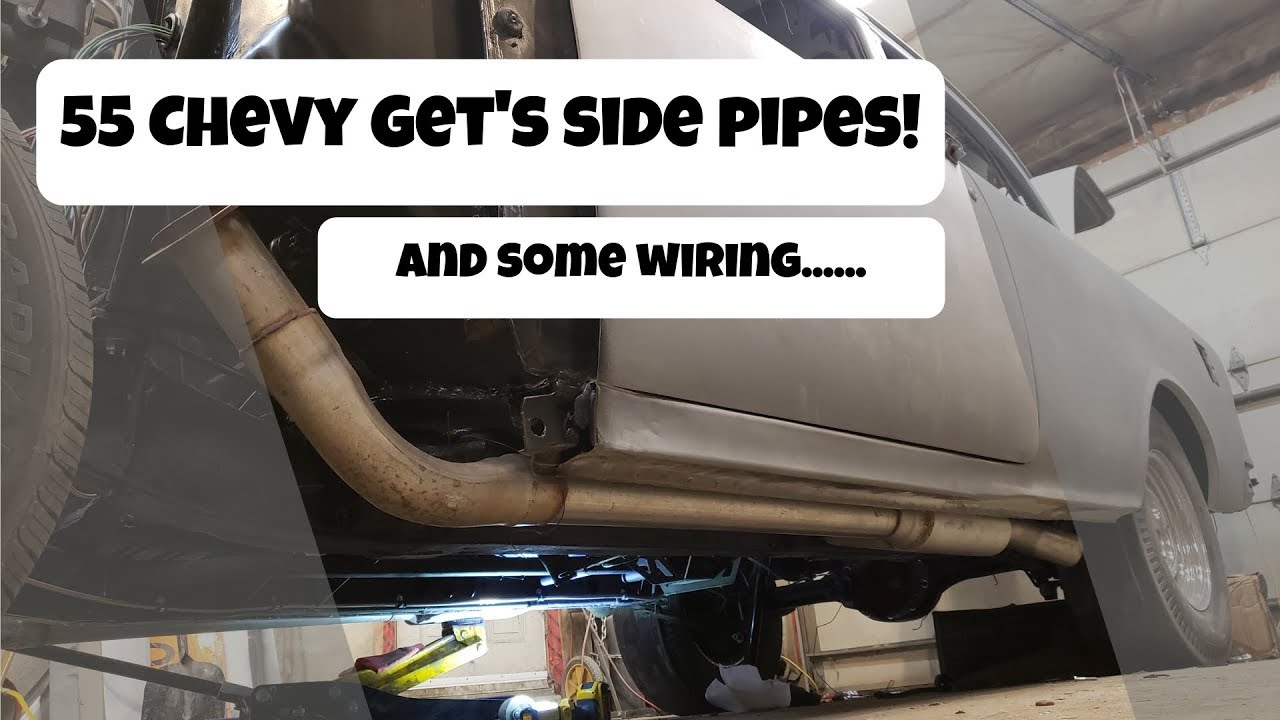 55 Chevy Gasser Gets Some Custom Side Pipes - YouTube