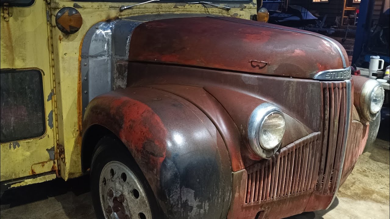 Studebaker Bus Part Three Front clip mounted and 10 lug conversion ...