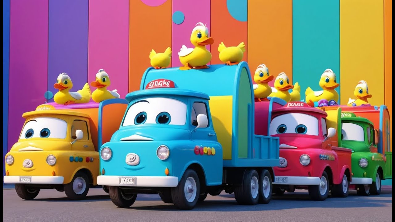 Let’s Count 5 Little Ducks — Toy Pond Filled with Rubber Trucks! | Fun ...