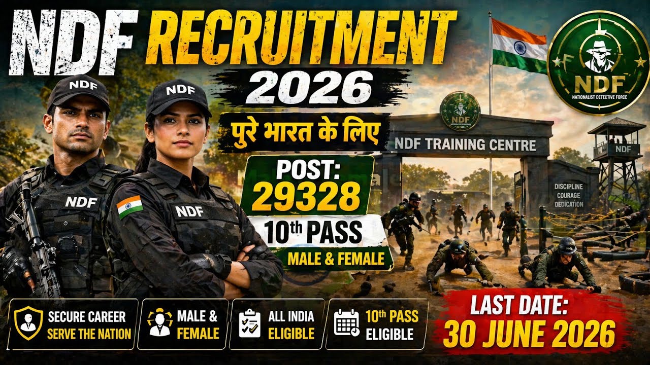 NDF Recruitment 2026 ! Notification ! 10 Pass Nationalist Detective ...