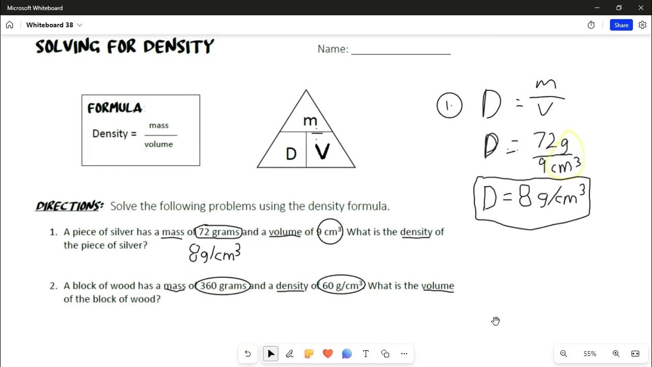 Solving for Density worksheet--problems 1 and 2 - YouTube