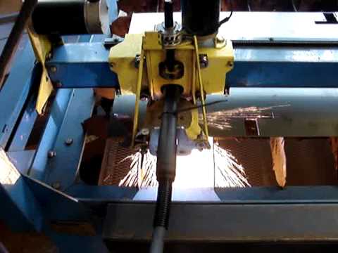 First cuts on plasmacam CNC table VPT - YouTube