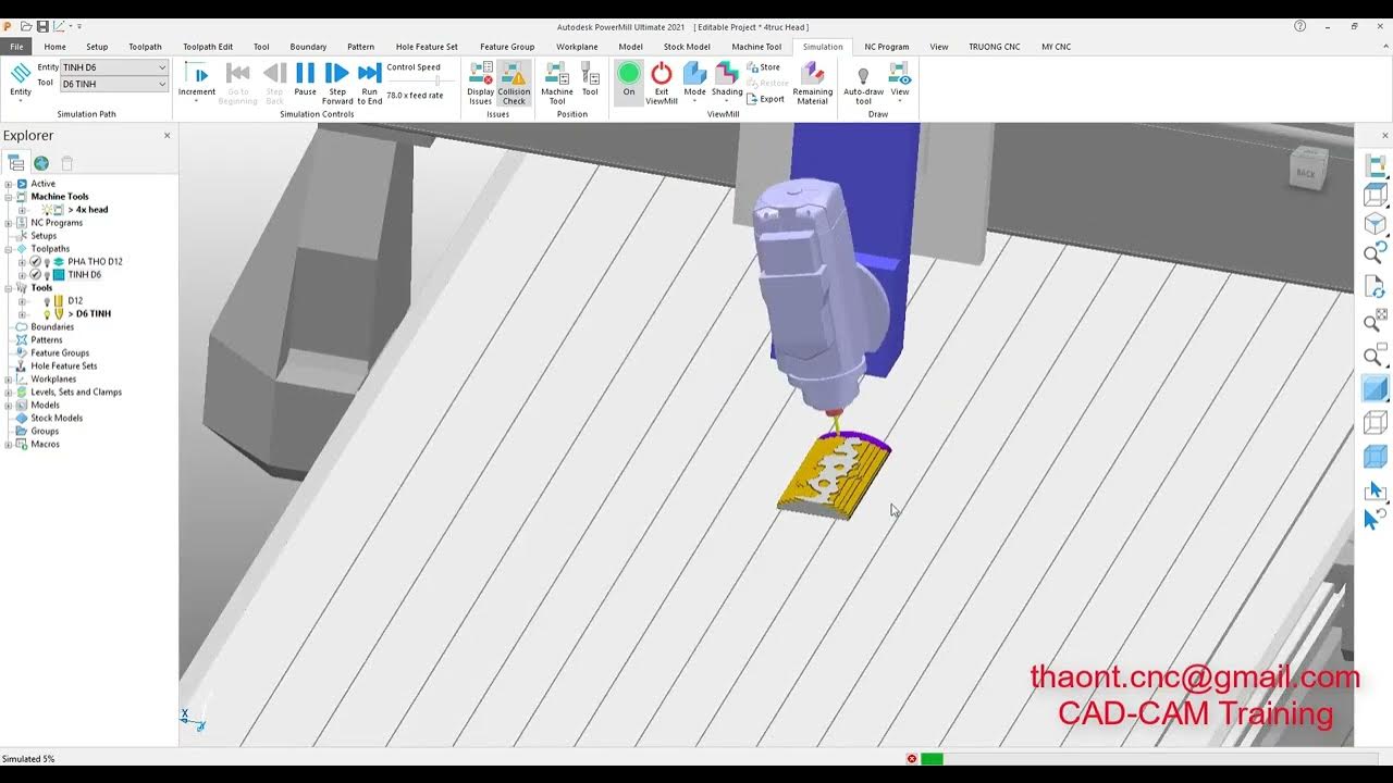 Powermill : 4 AXIS HEAD - YouTube
