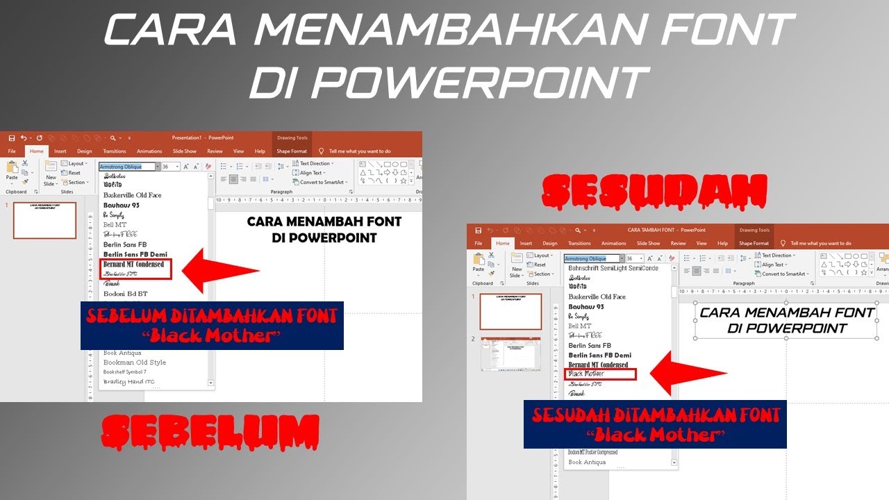 CARA MENAMBAH FONT DI POWERPOINT DENGAN MUDAH - YouTube