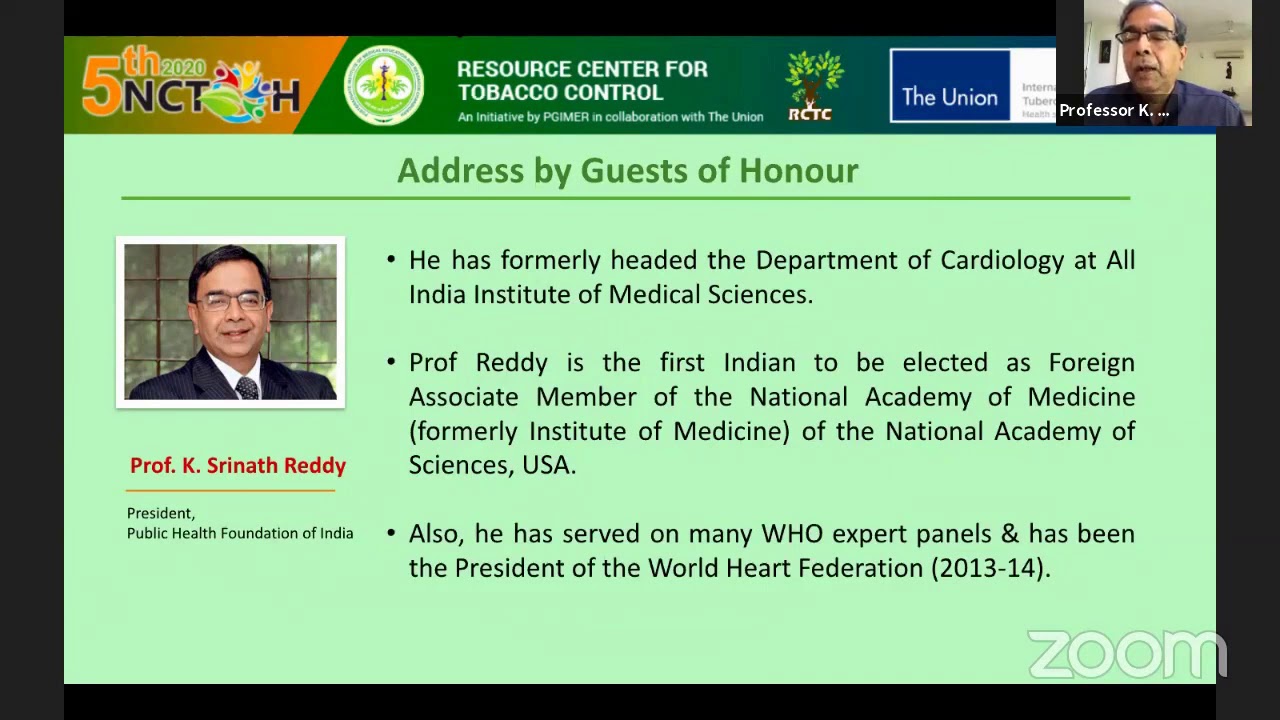 5th NCTOH 2020, Prof. K. Srinath Reddy, President, Public Health ...