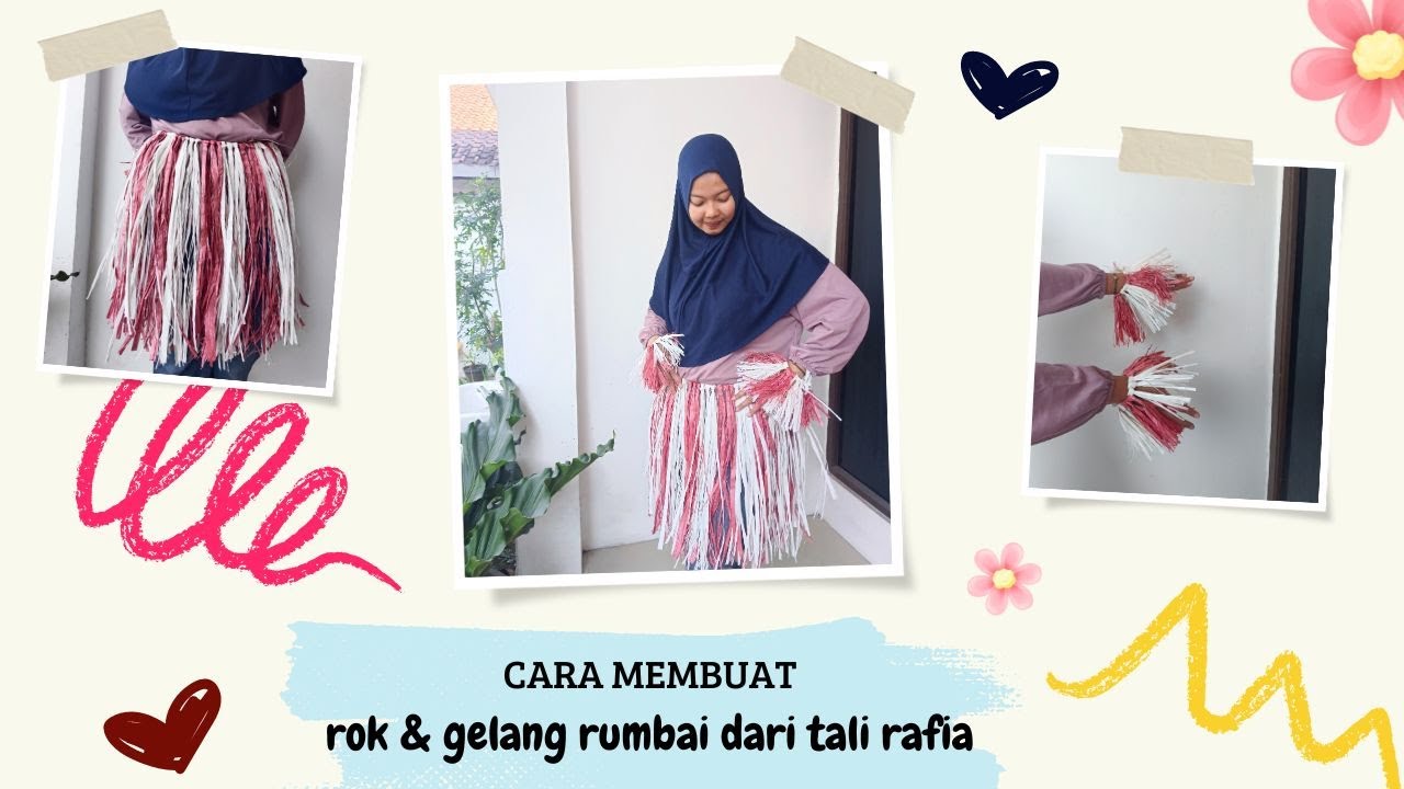 DIY | Cara Membuat Rok dan Gelang Rumbai dari Tali Rafia - YouTube