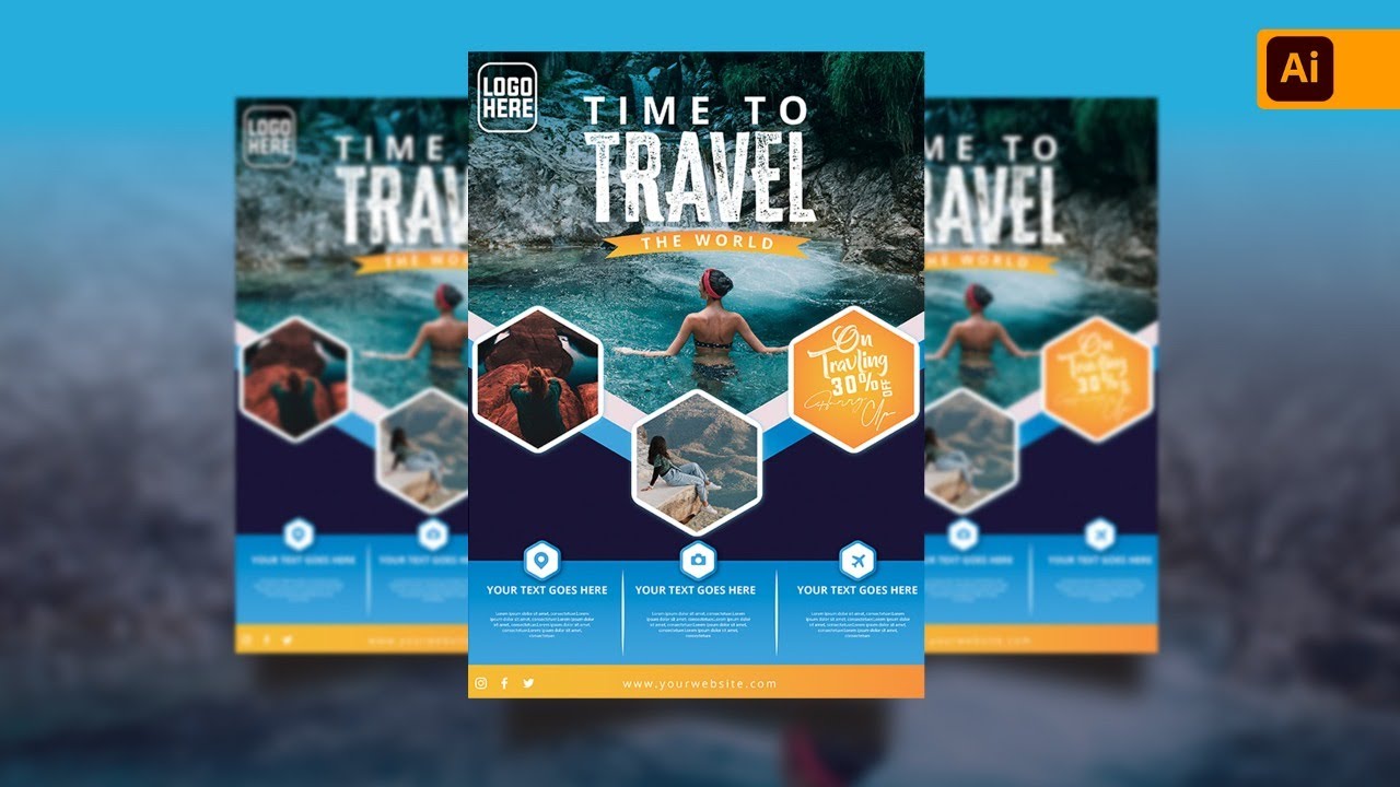 Illustrator CC Tutorial | Adobe Illustrator | Travel Brochure flyer ...