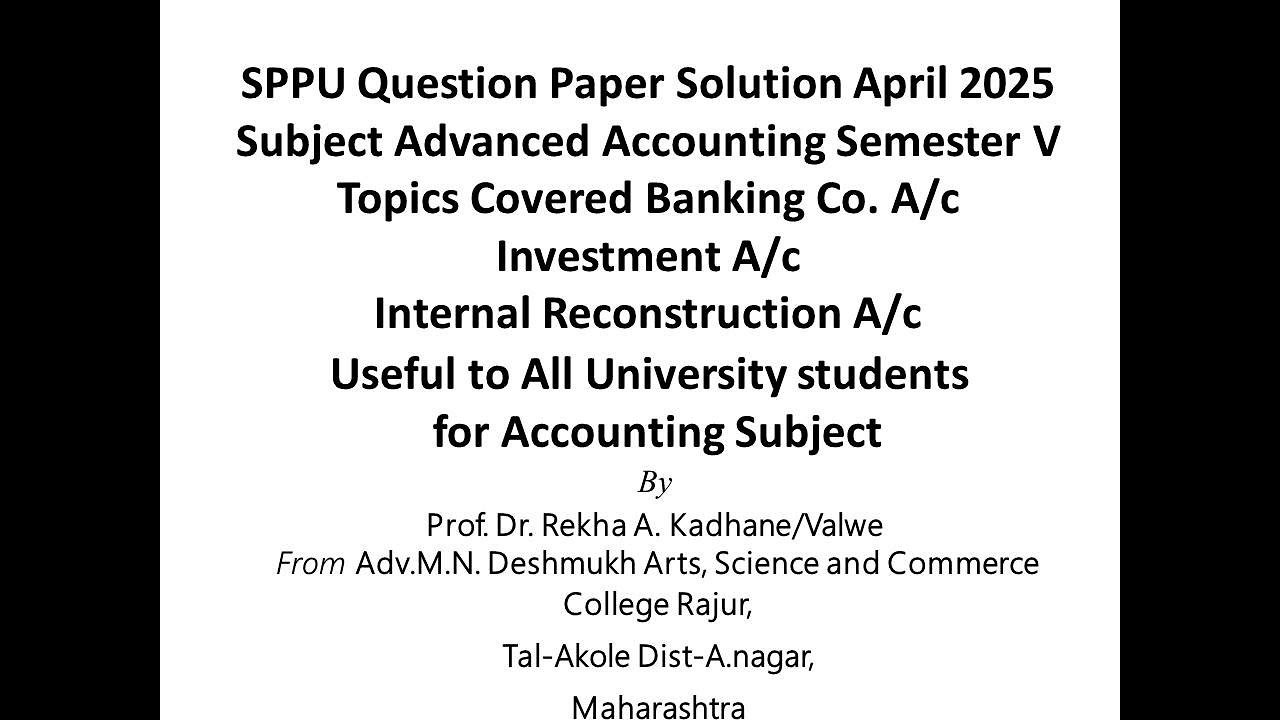 SPPU Question paper Solution Advanced Accounting I T Y B Com Sem. V ...