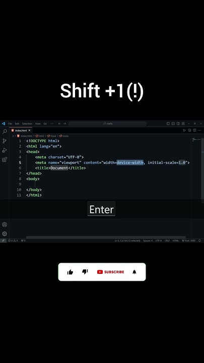 Vs Code Shortcut Key For Html Template Vscode Coding Shorts Viral Programming Html 0703