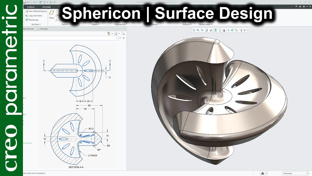 Sphericon - 2 in Creo Parametric - YouTube