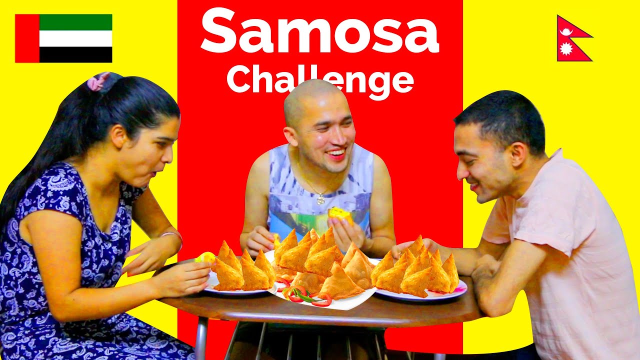 SAMOSA EATING CHALLENGE in Dubai | Fun Food Competition 🇳🇵🇦🇪 - YouTube