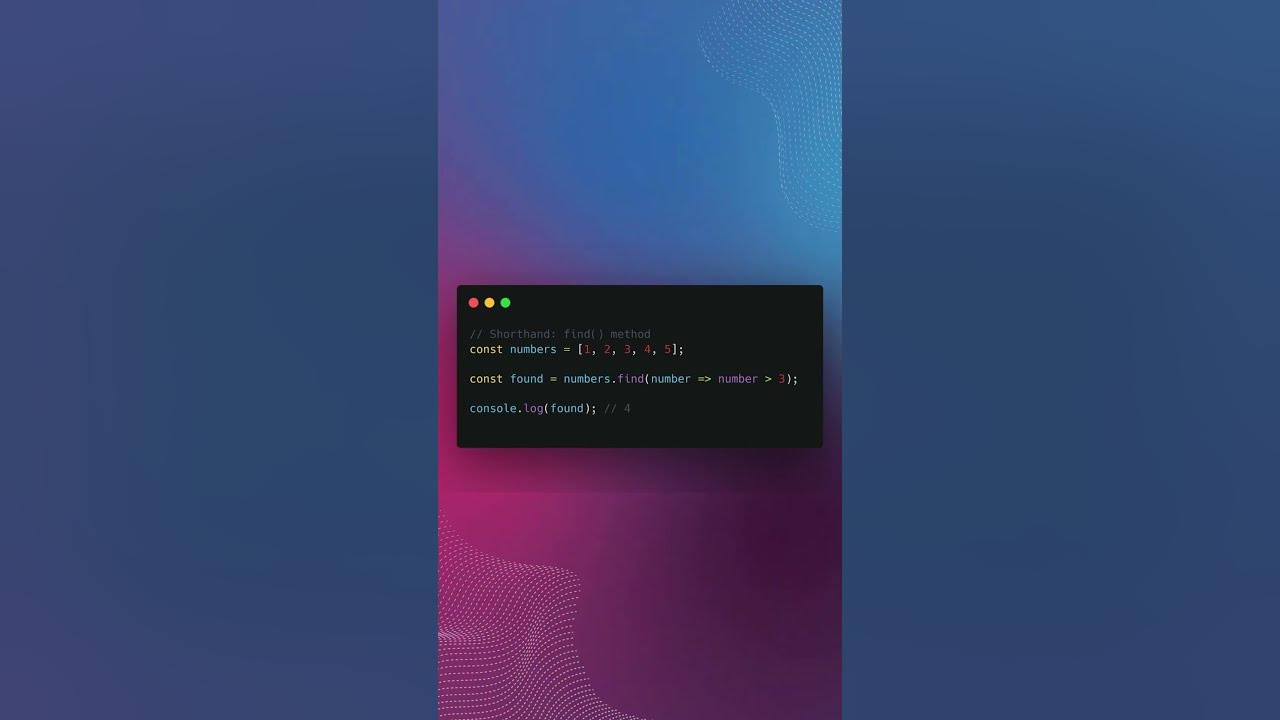 JavaScript Shortcuts - find() - Higher Order Array Method - YouTube