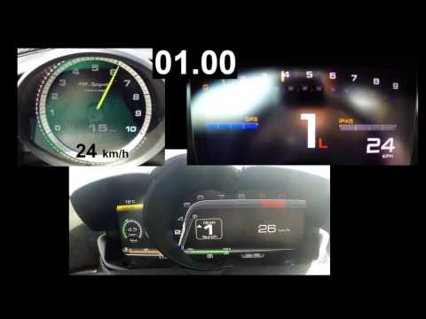 Ferrari LaFerrari vs McLaren P1 vs Porsche 918 Spyder - 0-200 km/h