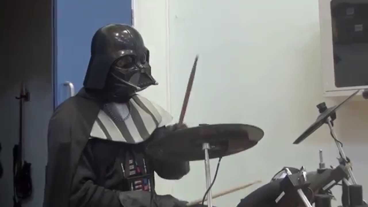 Darth Vader plays Power Ballad drums in a Kids School Assembly - YouTube
