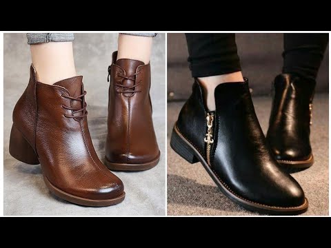 Botas de couro puro até o tornozelo projetam idéias para mulheres 2022