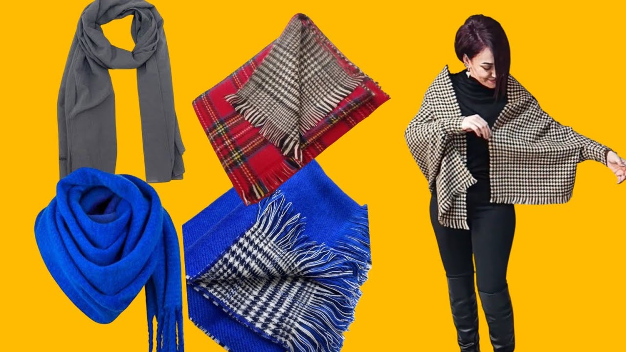 5 Recycle the best and fastest winter shawl ♻️ Very easy to cut and sew ...