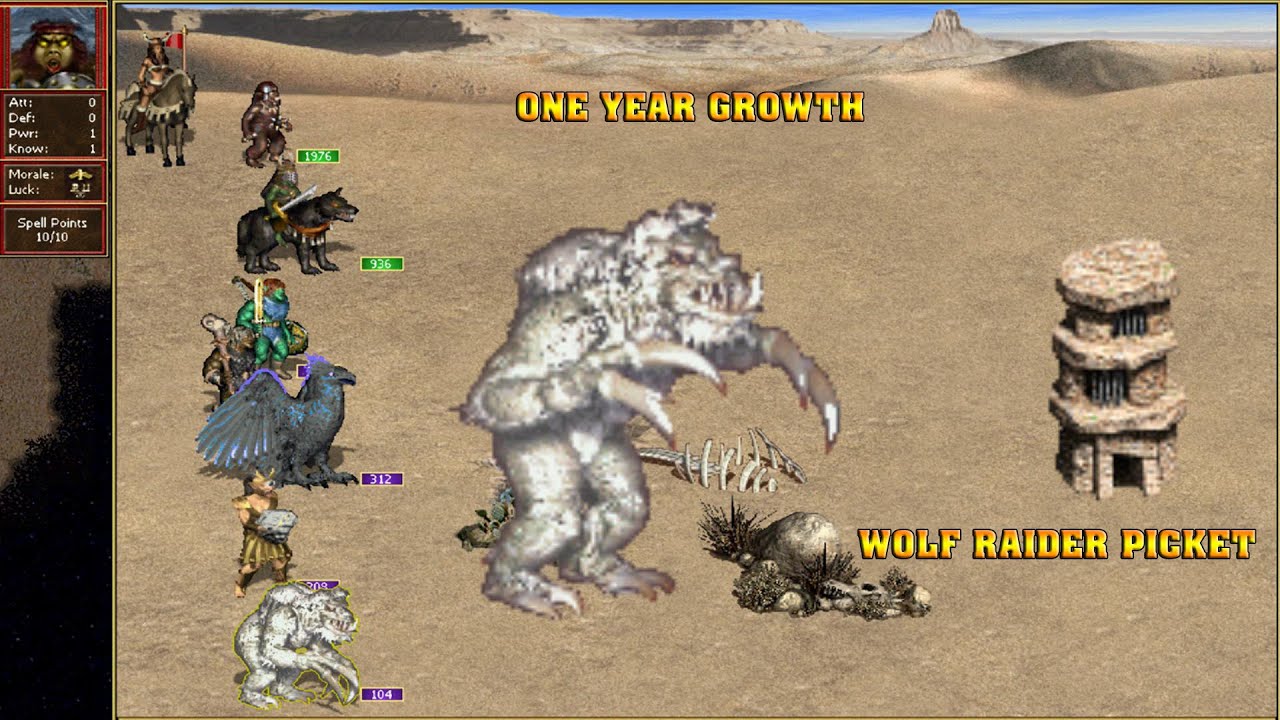 Heroes 3 COMBAT One year growth Stronghold vs Wolf Raider Picket - YouTube