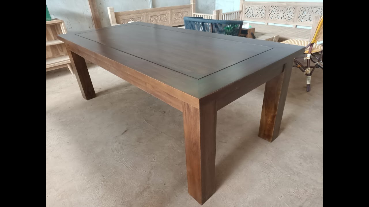 Teknik finishing stain colour dan setting meja makan minimalis 210 cm ...