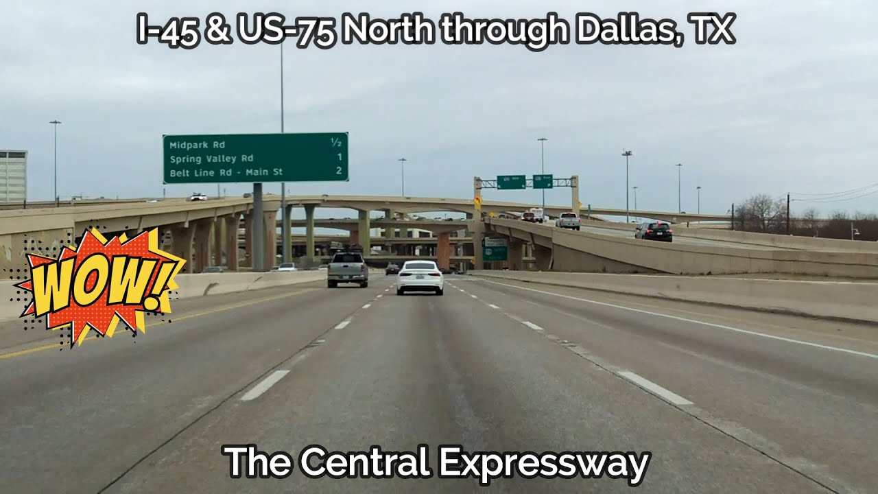 I-45 & US-75 North through Dallas, TX • The Central Expressway - [4K ...