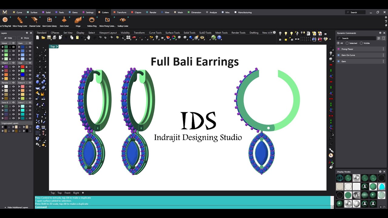 Earring Rhino MatrixGold Tutorial | Cad Design training Basic to ...