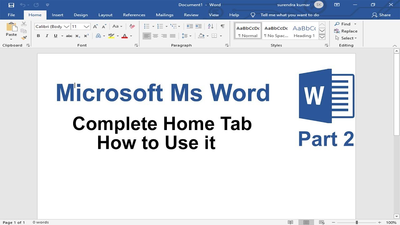 how to use home tab in ms word || Microsoft Word - YouTube