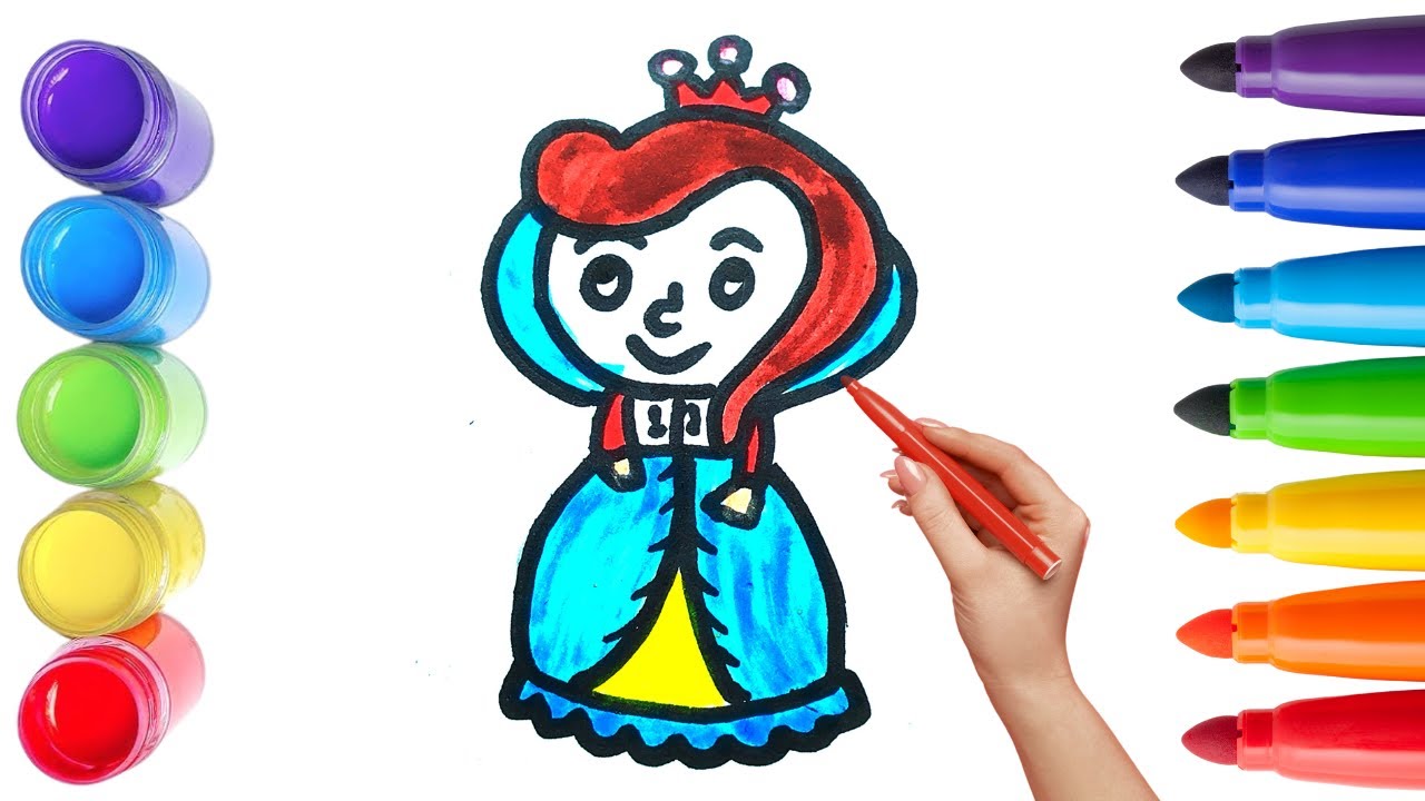 How To Draw cute Queen Drawing, Painting & Coloring For Kids and ...