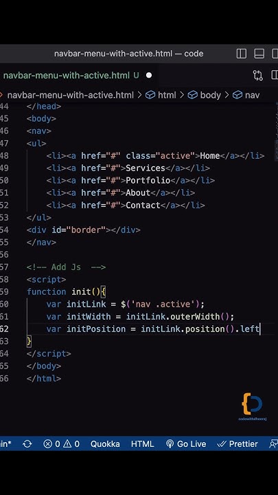 Navbar Active Html Css And Jquery Shorts Viral Html Css Coding Views Youtubeshorts 