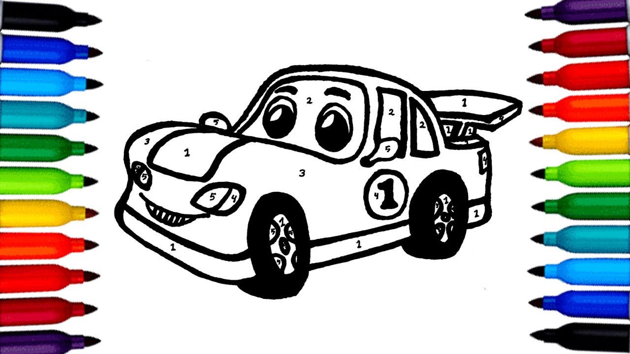 How to Draw a Car Cartoon | Coloring by Numbers - YouTube