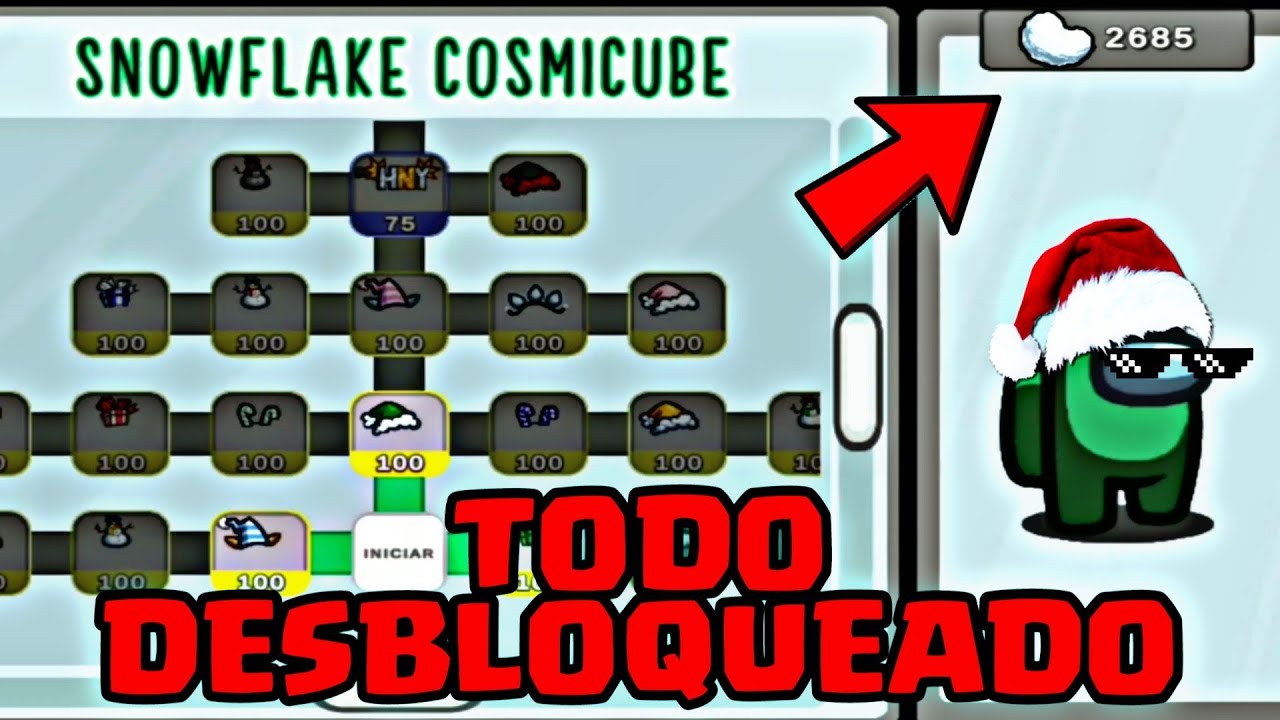 🤑🎅🏼 DESBLOQUEO TODO el SNOWFLAKE COSMICUBE en AMONG US - YouTube