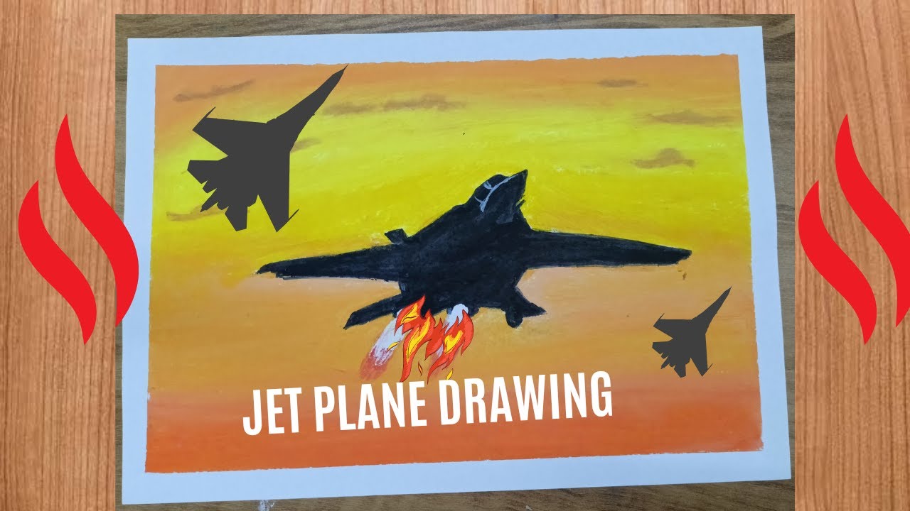 Easy Drawing of Fighter/Jet Plane with oil pastels जहाज कैसे बनाएं ...