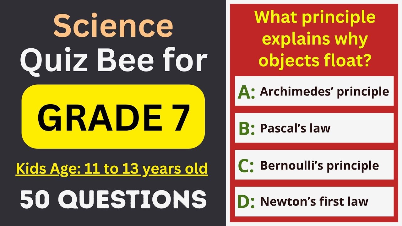 Science Quiz Bee for Grade 7 Kids | 50 MCQs | 11 to 13 years old ...