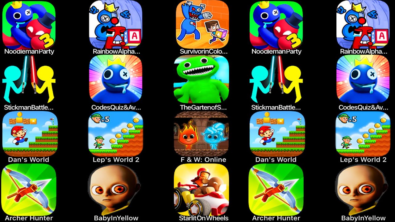 fire and water, baby in yellow, survivor in color monster, stickman ...