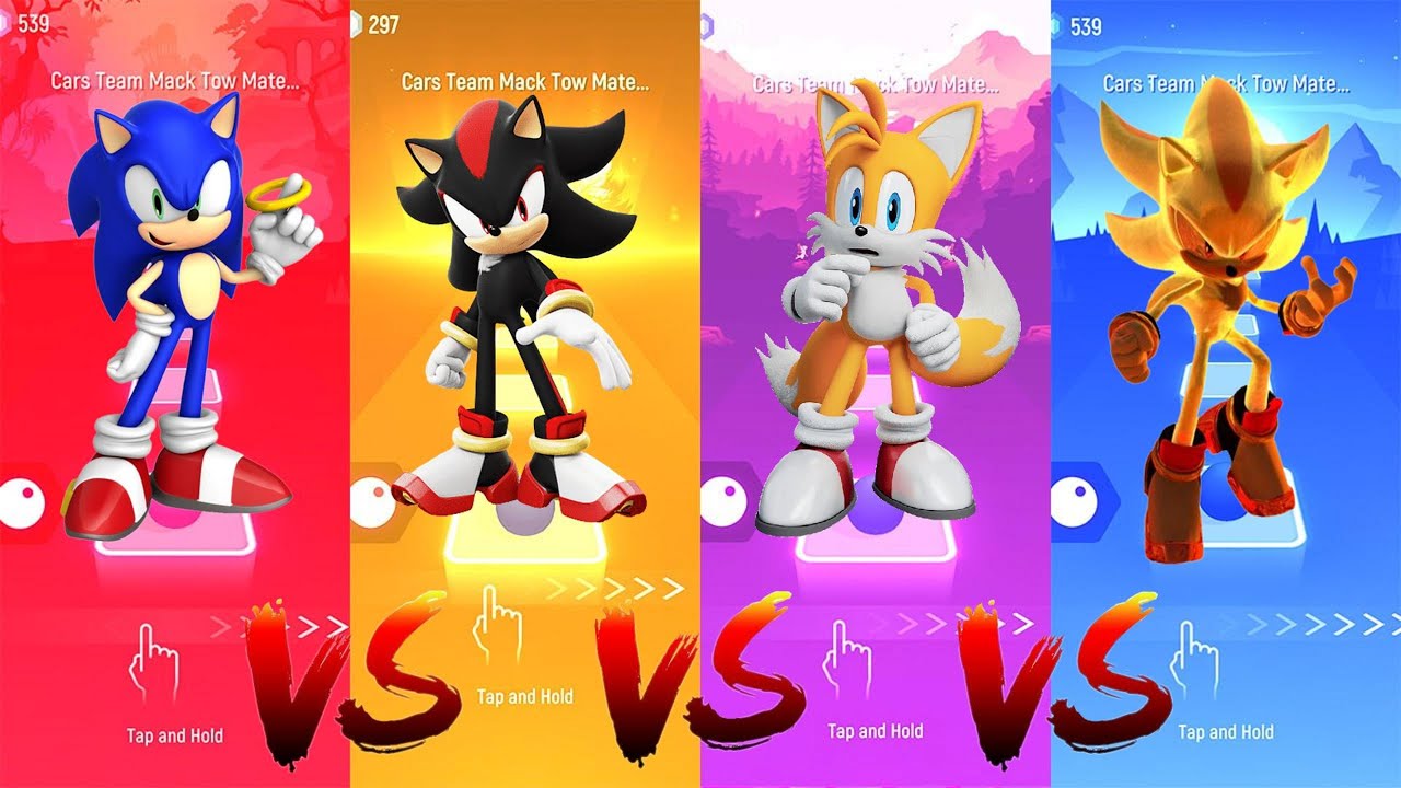 Sonic vs Shadow vs Tails vs Super Sonic | Tiles Hop Edm Rush - YouTube