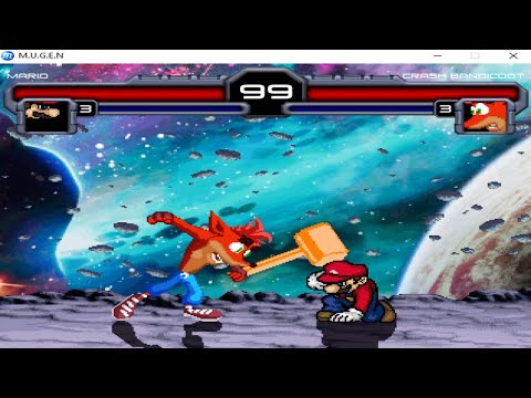 Super Mario vs Crash Bandicoot NOSTALGIA 90s EPIC FIGHT💎 Mugen Battle Tribute Arcade Gameplay 2023