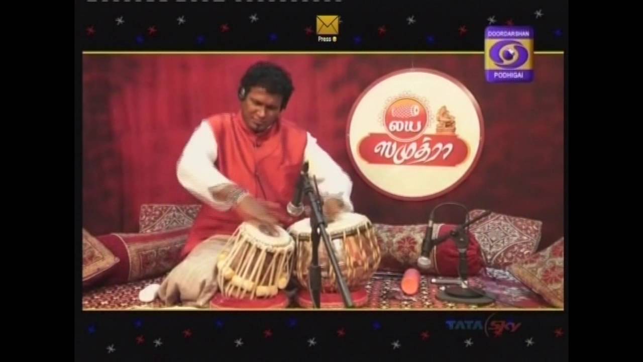 Chandrajith Tabla solo, teen taal Drut Tukda,in DD podhigai Tv, p2 ...