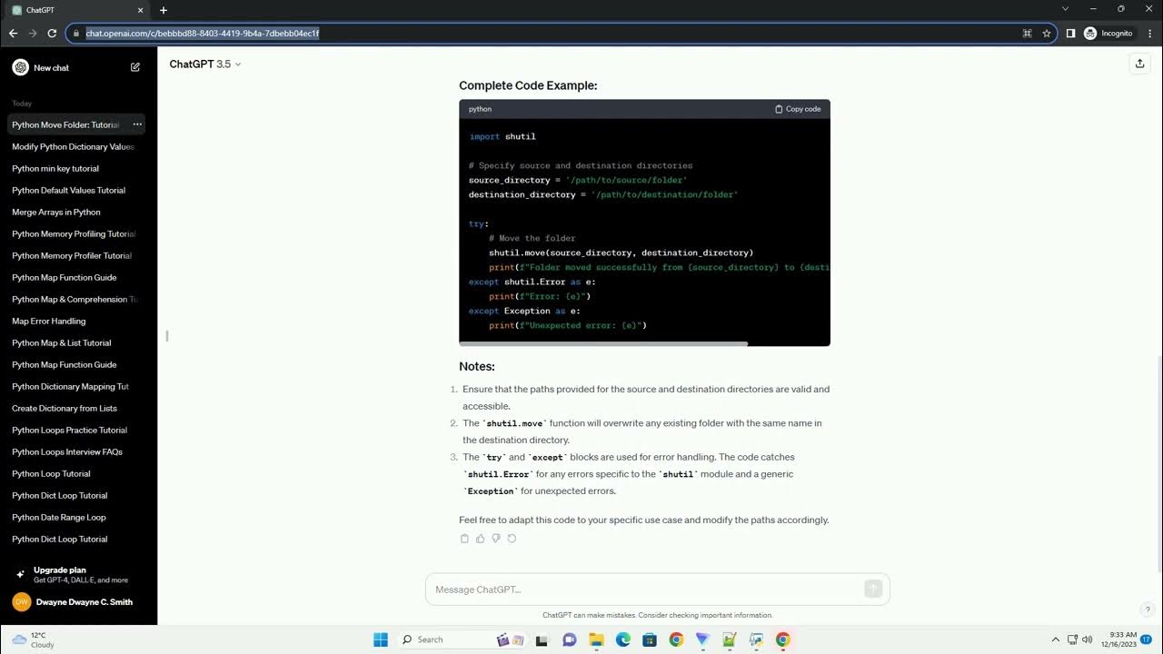 python move folder to another directory - YouTube